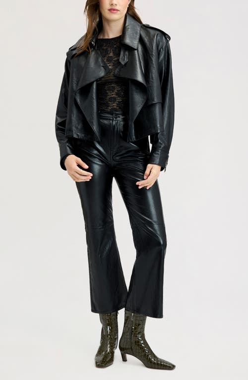 SAM EDELMAN Sam Edelman Draped Faux Leather Jacket with Notched Lapels